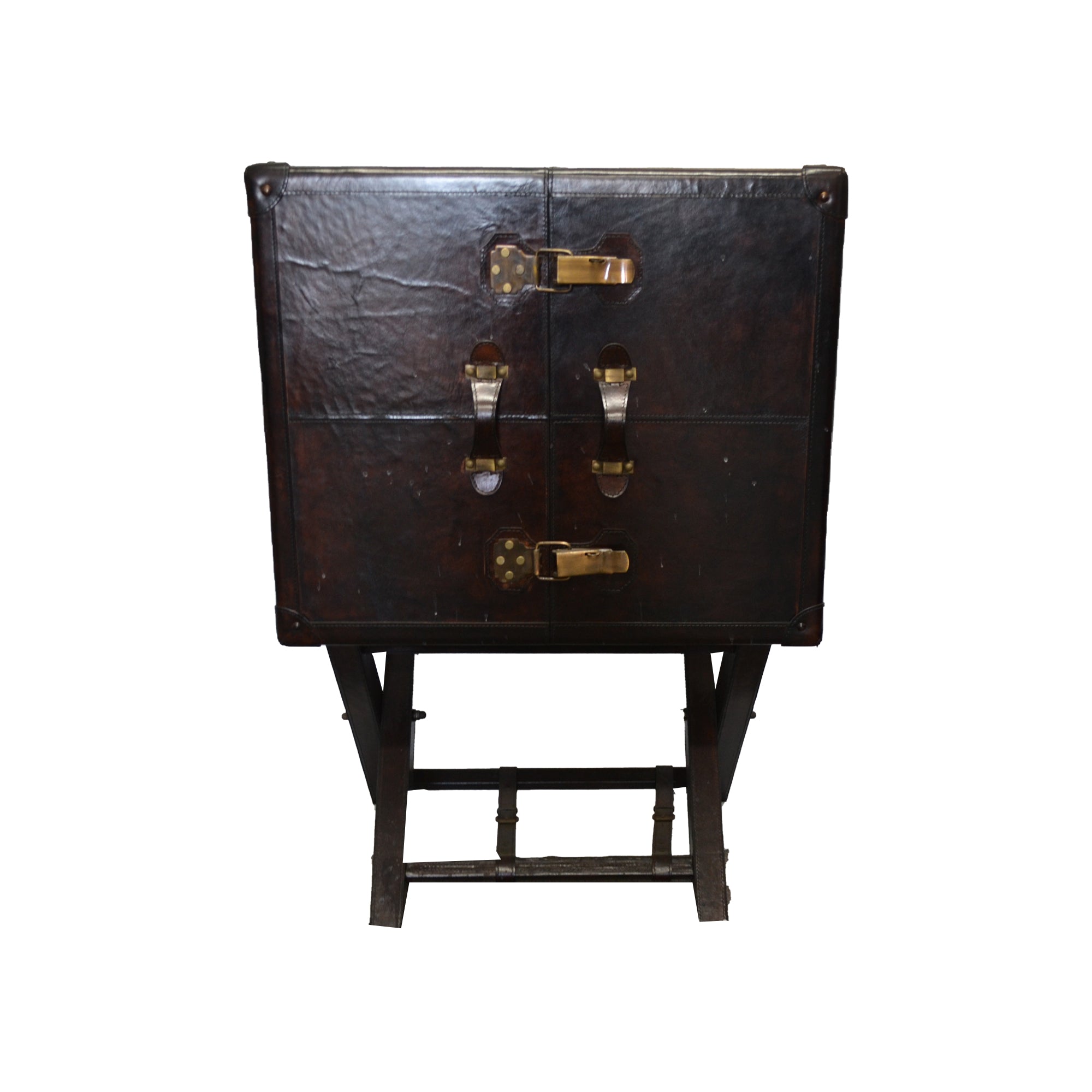Leather Bar Cabinet with Stand - Dark Brown – DCOR